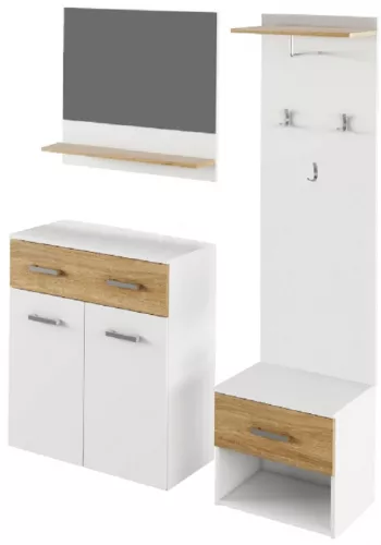 Set mobilier hol mdf alb stejar sonoma Sima la CEL.ro