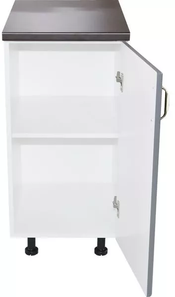 Corp inferior cu 1 Usa Zebra Alb/MDF Gri si blat Stejar Ciocolata 40 x ...