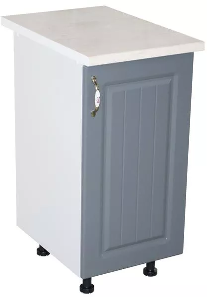 Corp inferior cu 1 Usa Zebra Alb/MDF Gri si blat Travertin 40 x 85 x 60 ...