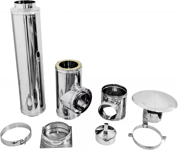 Cos Fum-BRONOX- din inox dublu perete complet echipat D 180mm H7m in ...