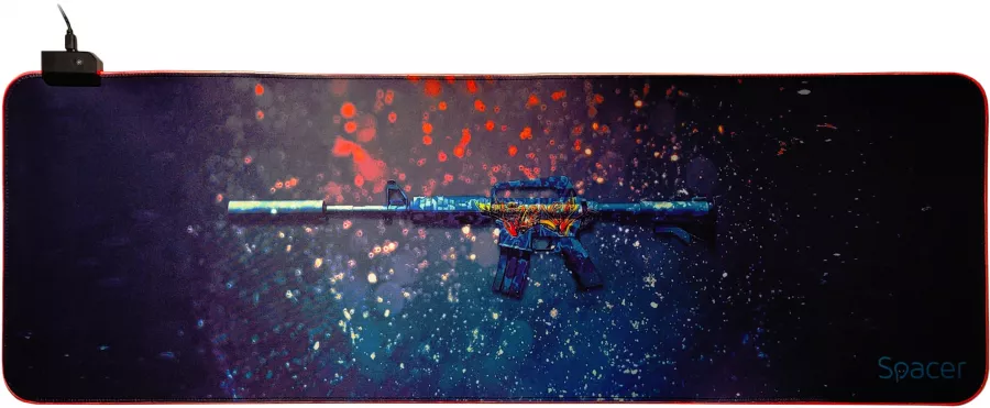 MousePAD RGB SPACER gaming cauciuc si material textil 900 x 300 x 3 mm ...