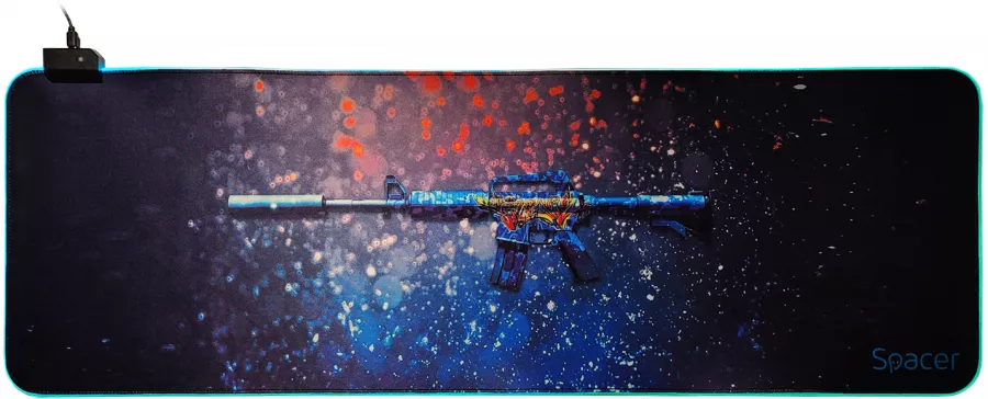 MousePAD RGB SPACER gaming cauciuc si material textil 900 x 300 x 3 mm ...