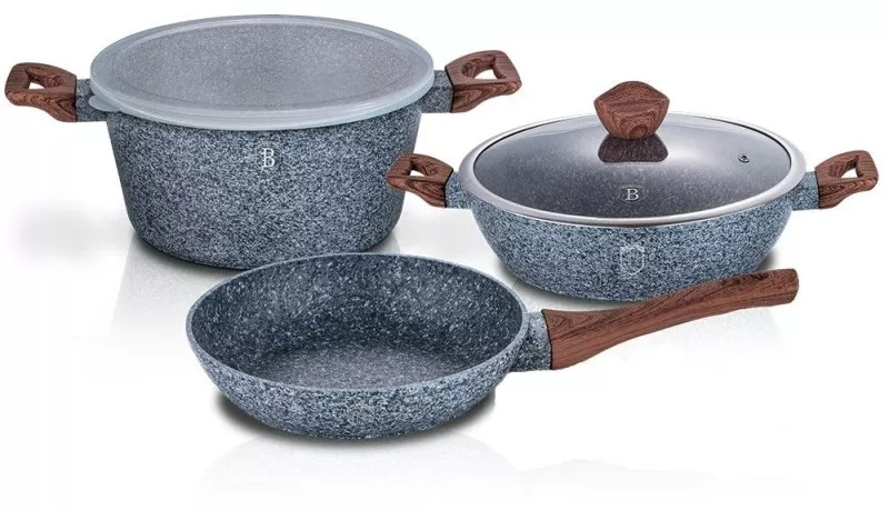 Set oale cratite si tigai marmorate 5 piese din aluminiu forjat Forest ...