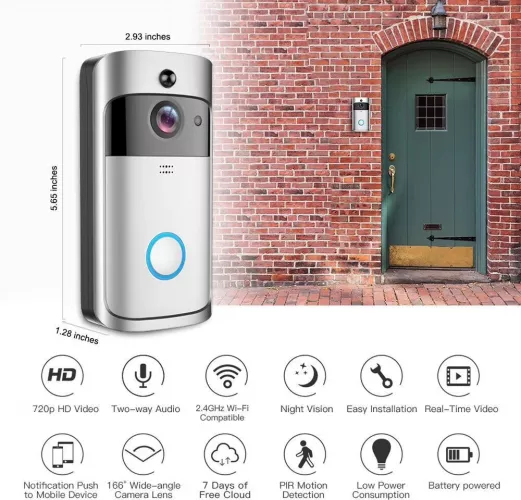 Interfon video inteligent sistem sonerie smart cu camera video HD night ...