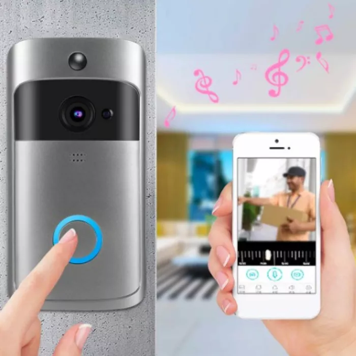 Interfon video inteligent sistem sonerie smart cu camera video HD night ...