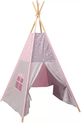 Cort TeePee premium pentru copii Model Stele roz 165x100 cm 2wi_473 ...