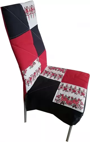 Husa scaun material textil Model traditional patrate rosu/negru/alb la ...