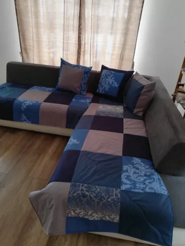 Set 2 huse de protectie coltar si 3 perne decor cu huse detasabile ...