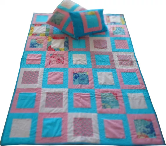 Set Cuvertura pat single 2 perne decor 130180m multicolor QV-12 - cel.ro