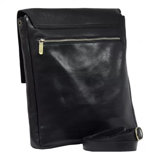 Geanta pentru barbati de umar din piele naturala vacchetta neagra 5555 ...