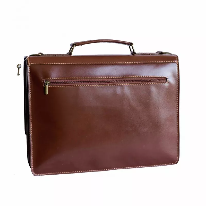 Servieta office din piele naturala cognac 332a - cel.ro