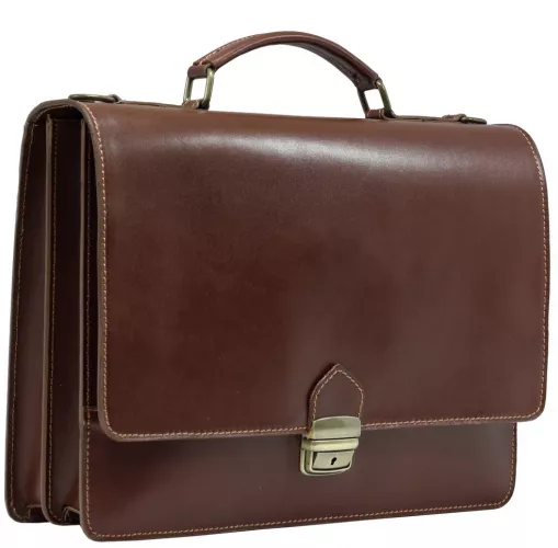 Servieta office din piele naturala cognac 332a - cel.ro