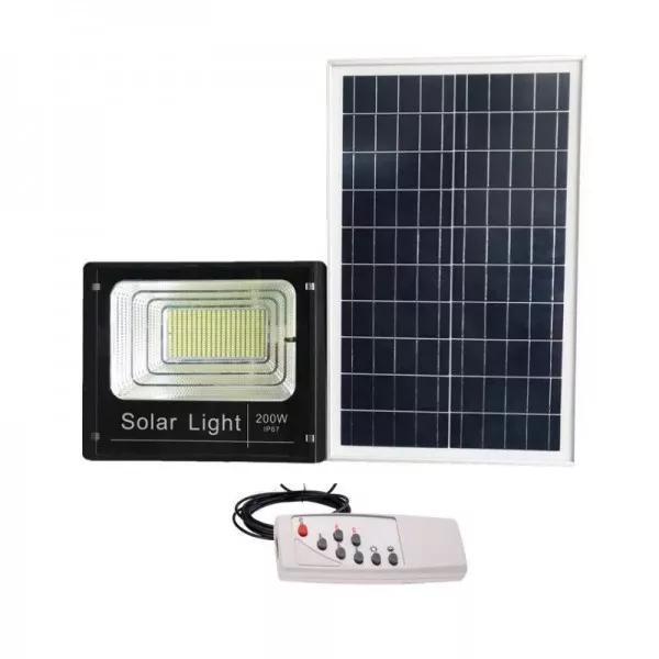 Proiector LED cu panou solar -200W- CU telecomanda inclusa la CEL.ro