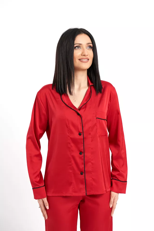 Pijama Divide rosu satin de matase XL PDP30XL