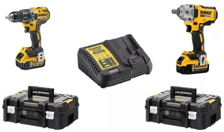 Set 2 masini cu acumulatori DCD791 + DCF894 + 2x5.0Ah Dewalt dck2077p2t-qw - cel.ro