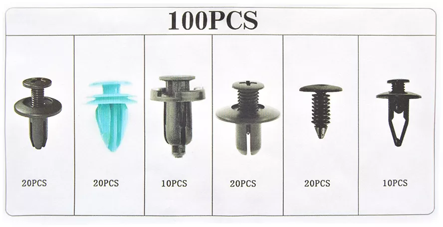 Set cleme auto de fixare universale 100 piese - plastic- AUTO2539. - cel.ro