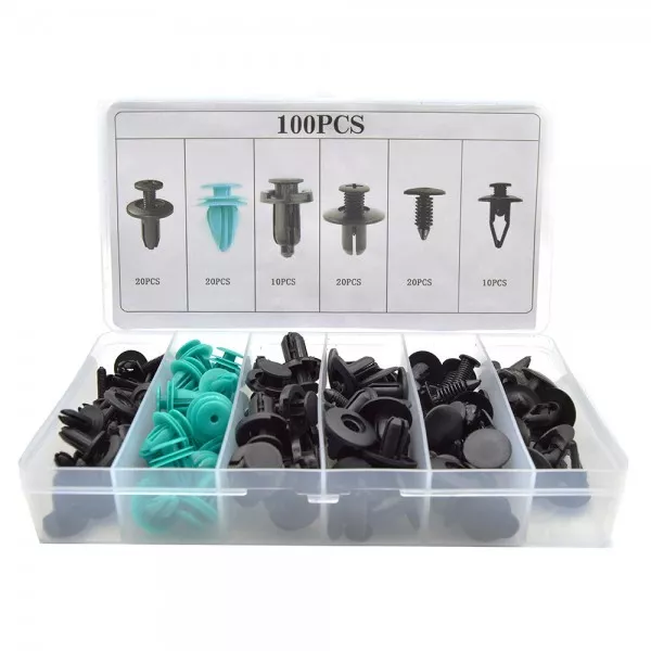 Set cleme auto de fixare universale 100 piese - plastic- AUTO2539. - cel.ro