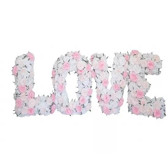 Decor litere volumetrice LOVE alb roz pal si roz HM-612 - cel.ro