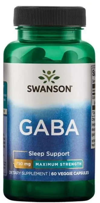 Swanson GABA - 750mg Maximum Strength - 60 Capsule fxhr_190954572 - cel.ro