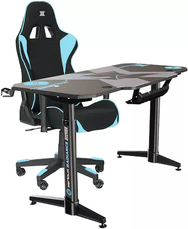 Bundle Serioux - Scaun gaming Torin Textil + Birou gaming Radiance Albastru