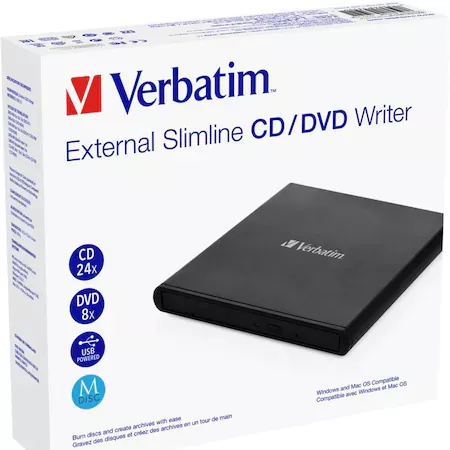 DVD-RW extern Verbatim Slimline USB2.0 Mdisc support 53504 - cel.ro