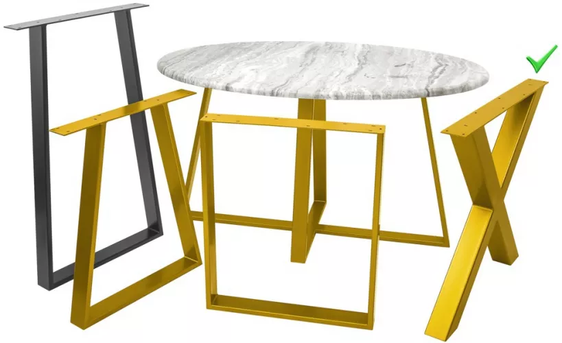 Set 2 picioare masa stil scandinav Forma X Super Masiv Profil Lat ...