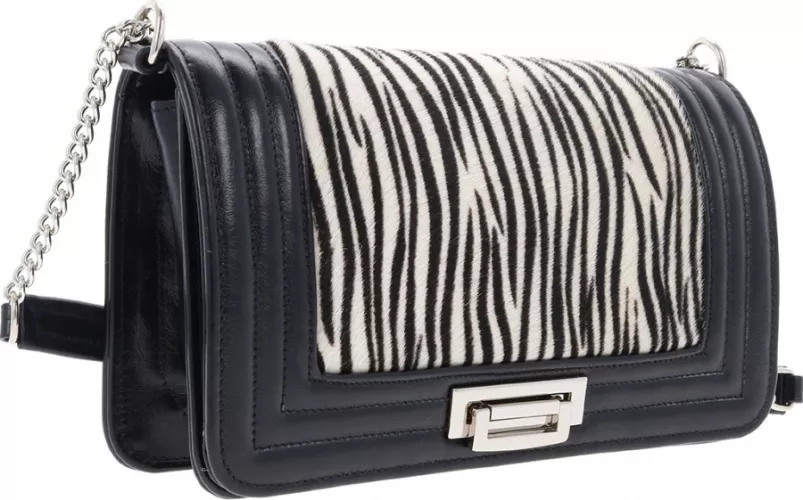 Poseta din piele naturala neagra si model zebra MAGAZINUL DE GENTI 1022 ...