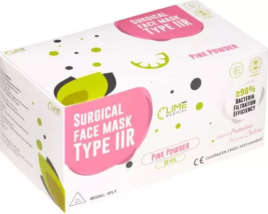 Set 50 bucati Masca chirurgicala medicala LIME MEDICAL 4 straturi full ...