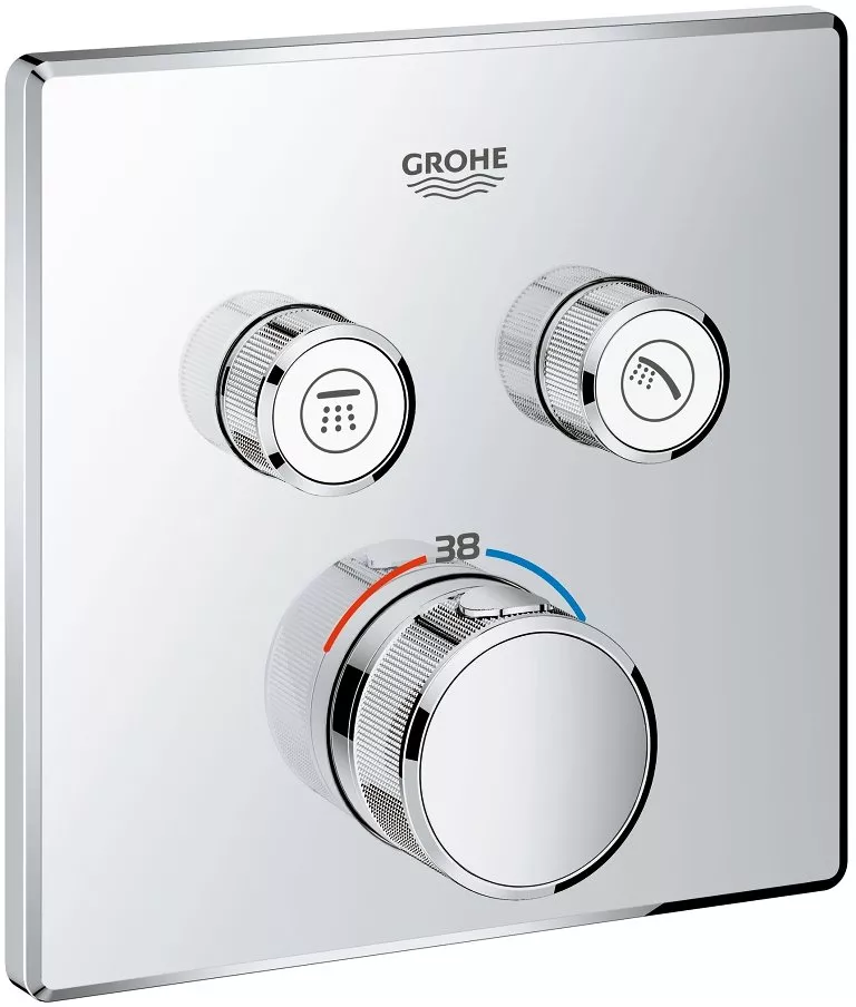 Baterie dus cu 2 iesiri Grohe Smartcontrol parte aparenta patrat cu ...