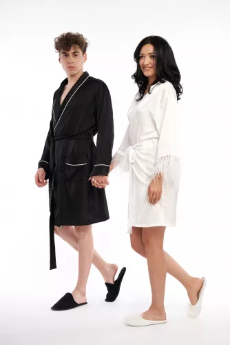 Halat pentru Mire din Satin de Matase Negru cu broderie Groom S HMSMNGS ...