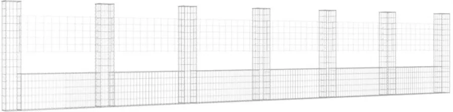 Emaga Cos de gabion in forma de U cu 7 stalpi 740x20x150 cm fier 151287 ...