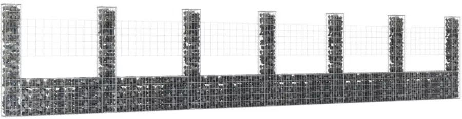 Emaga Cos de gabion in forma de U cu 7 stalpi 740x20x150 cm fier