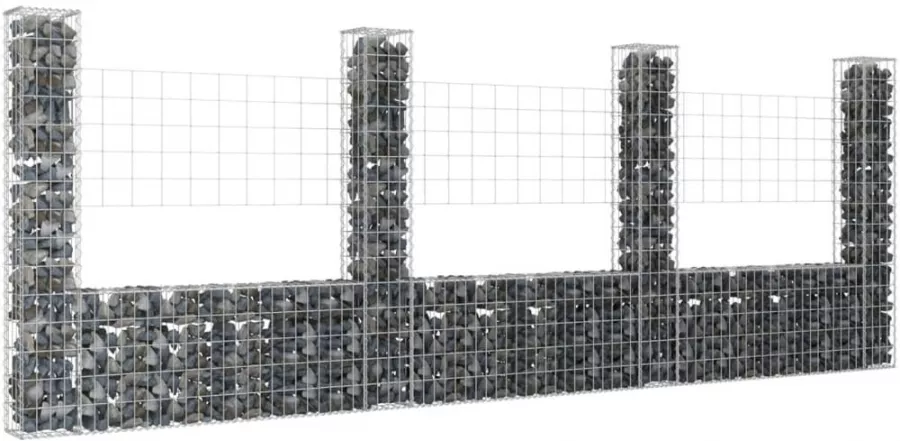 Emaga Cos gabion in forma de U cu 4 stalpi 380x20x150 cm fier