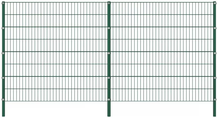 Emaga Panou de gard cu stalpi verde 3 4 x 1 6 m fier 278671 - cel.ro