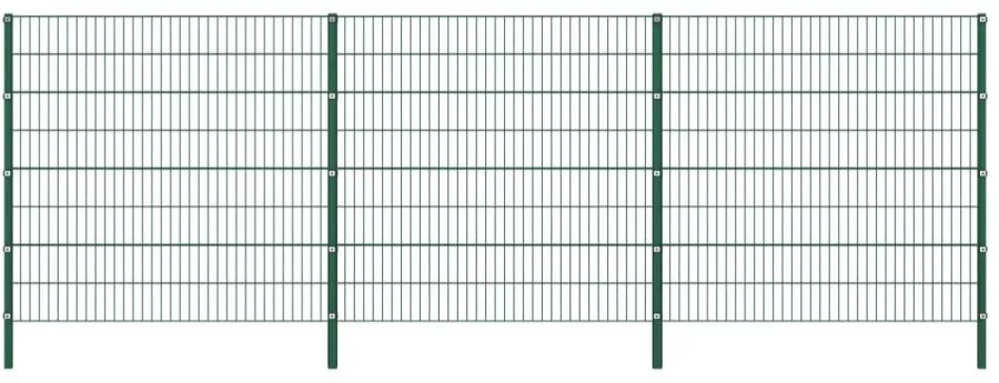 Emaga Panou de gard cu stalpi verde 5 1 x 1 6 m fier 278672