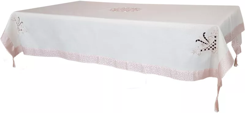 Fata de masa brodata pentru 4-6 persoane dimensiune 140 x 180 cm Lale ...