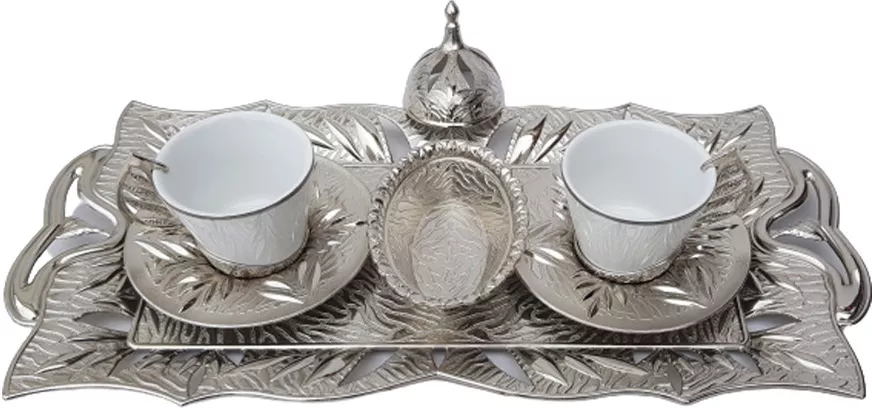Set turcesc pentru cafea traditional Sena 11 piese argintiu 7znp ...