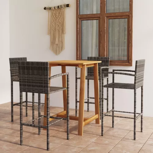 Emaga Set mobilier de bar de gradina 5 piese gri 3067957 - cel.ro