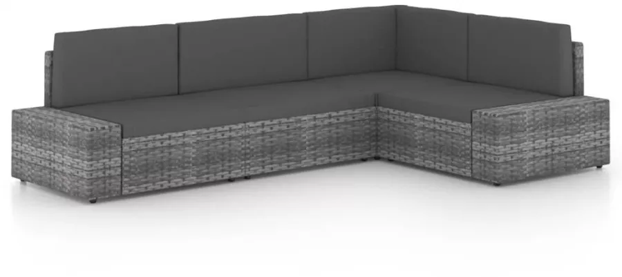 Emaga Set mobilier de gradina cu perne 4 piese gri poliratan 3101534