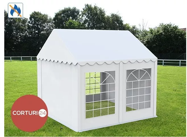 4x4 m Cort Evenimente PROFESSIONAL PVC ignifug alb 4x4pro - cel.ro