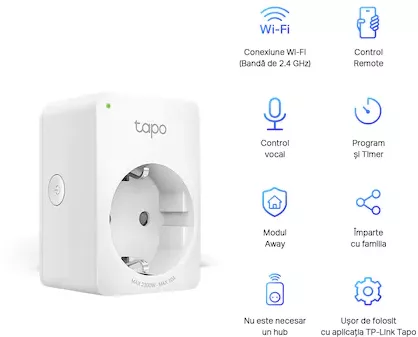 Prize inteligente TP-Link Mini Tapo P100 Wi-Fi 220-240V set 4 buc Alb tapo
