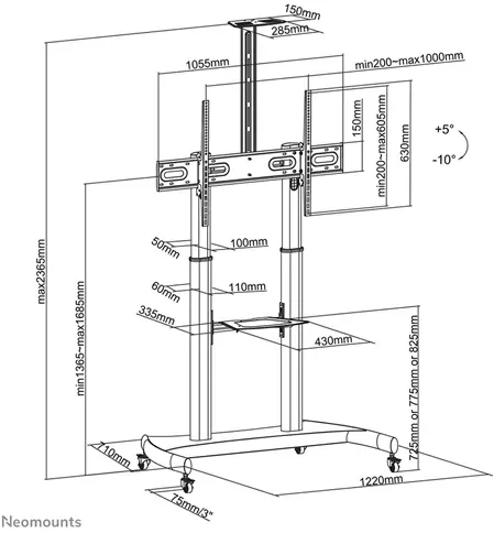 Suport TV de podea Neomounts by Newstar PLASMA-M1950E Reglabil 60 and 034 -100 - cel.ro