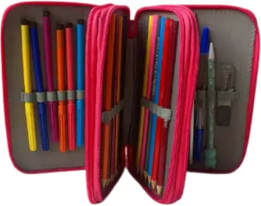 Penar scoala 3D echipat 3 compartimente 32 piese roz LOL 9236802065706