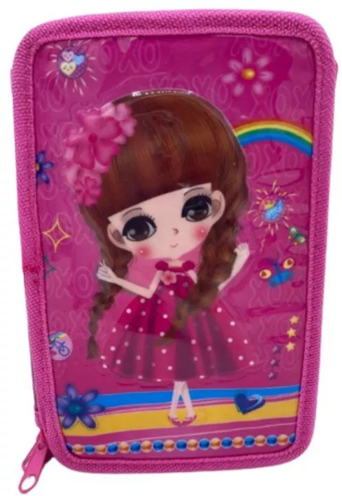 Penar scoala 3D echipat 3 compartimente 32 piese roz LOL 9236802065706