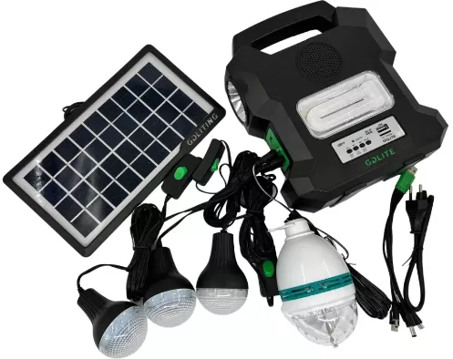 Sistem Solar Portabil cu 4 Becuri LED SMD Iesire USB 5V Bluetooth MP3 ...