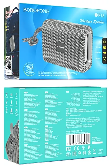 Boxa portabila Borofone BR18 Encourage Bluetooth Grey BORBPBR18EG - cel.ro
