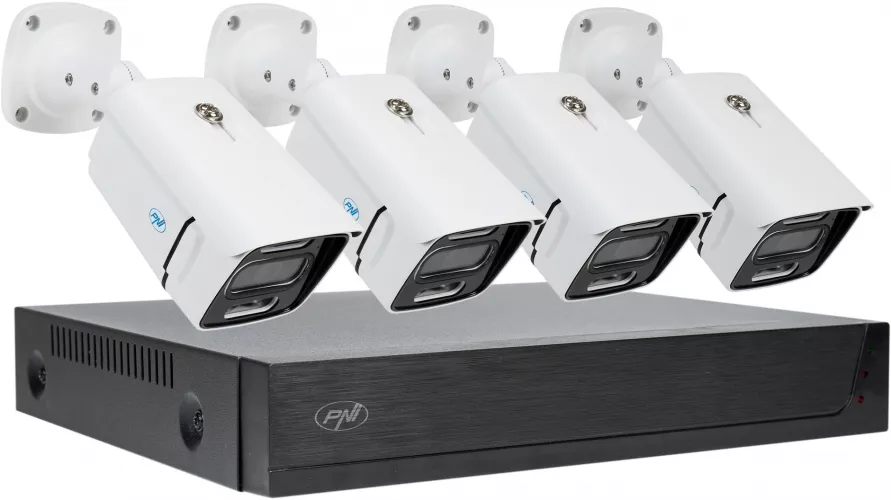 Kit supraveghere video PNI House IPMAX POE 3 NVR cu 4 porturi POE ONVIF ...