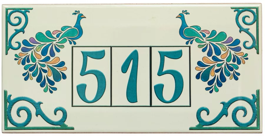 Numar casa CeramicPrint model cu pauni ceramica 200 x 100 x 5 mm vk1a ...