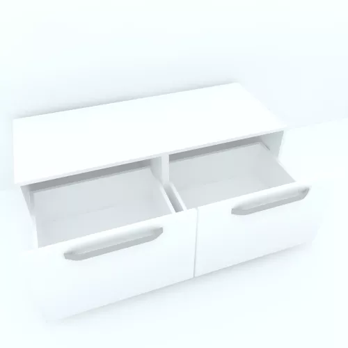 Armonia Comoda alba cu 2 sertare cu manere fronturi MDF Alb Lucios - cel.ro