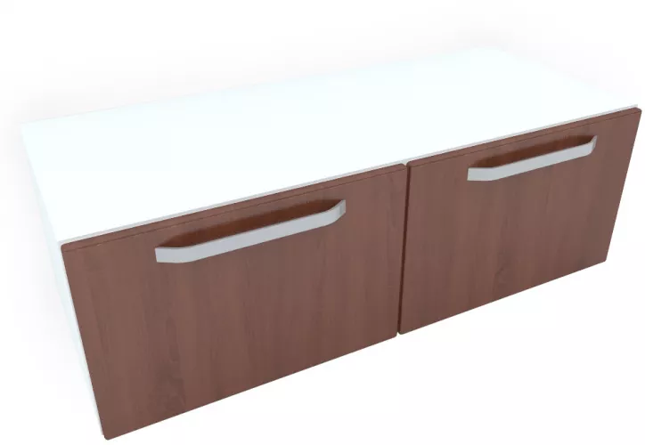 Armonia Comoda alba cu 2 sertare cu manere fronturi MDF Cedru